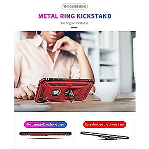SunStory Compatible for iPhone XR Case with Tempered Glass Screen Protector,iPhone XR Phone Case with Magnetic Ring Kickstand for iPhone XR 2018 (Red, iPhone XR)
