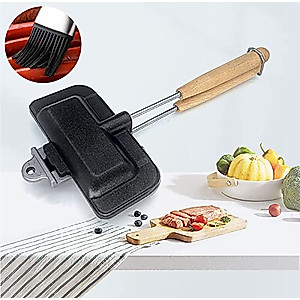 SHWORON Double-Sided Sandwich Baking Pan, Hot Sandwich Maker, Sandwich Frying Pan with Removable Handle, Nonstick Sandwich Maker Flip Grill Pan for Breakfast Toast Pancakes Omelets (1 Pack)