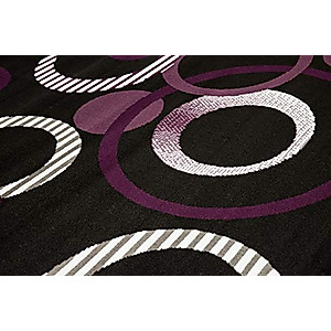 United Weavers Dallas Hip Hop Runner Rug – Plum, 2x8 Runner, Modern Indoor Area Rug with Jute Backing, Circular Geometric Design
