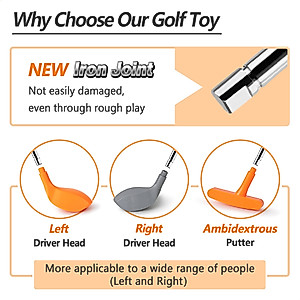 iPlay, iLearn Kids Golf Toys Set W/Left & Right Club Head, Boys Outdoor Sport Toy Age 3-5, Toddler Indoor Golf Ball Game, Child Exercise Active, Yard Play Birthday Gift 4 6 7 8 Year Olds Toddler Girl