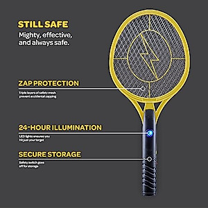Electric 4000 Volt Fly Swatter [Set of 2] Handheld Bug Zapper Racket for Indoor/Outdoor - Instant Bug & Mosquito Killer with Attractant LED Light - USB Rechargeable Portable Fly Zapper.