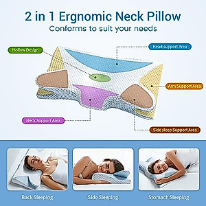 BiAnYC Cervical Memory Foam Contour Pillows, Contour Memory Foam Pillow, Ergonomic Neck Support Pillow for Side Back Stomach Sleeper Remedial Pillows