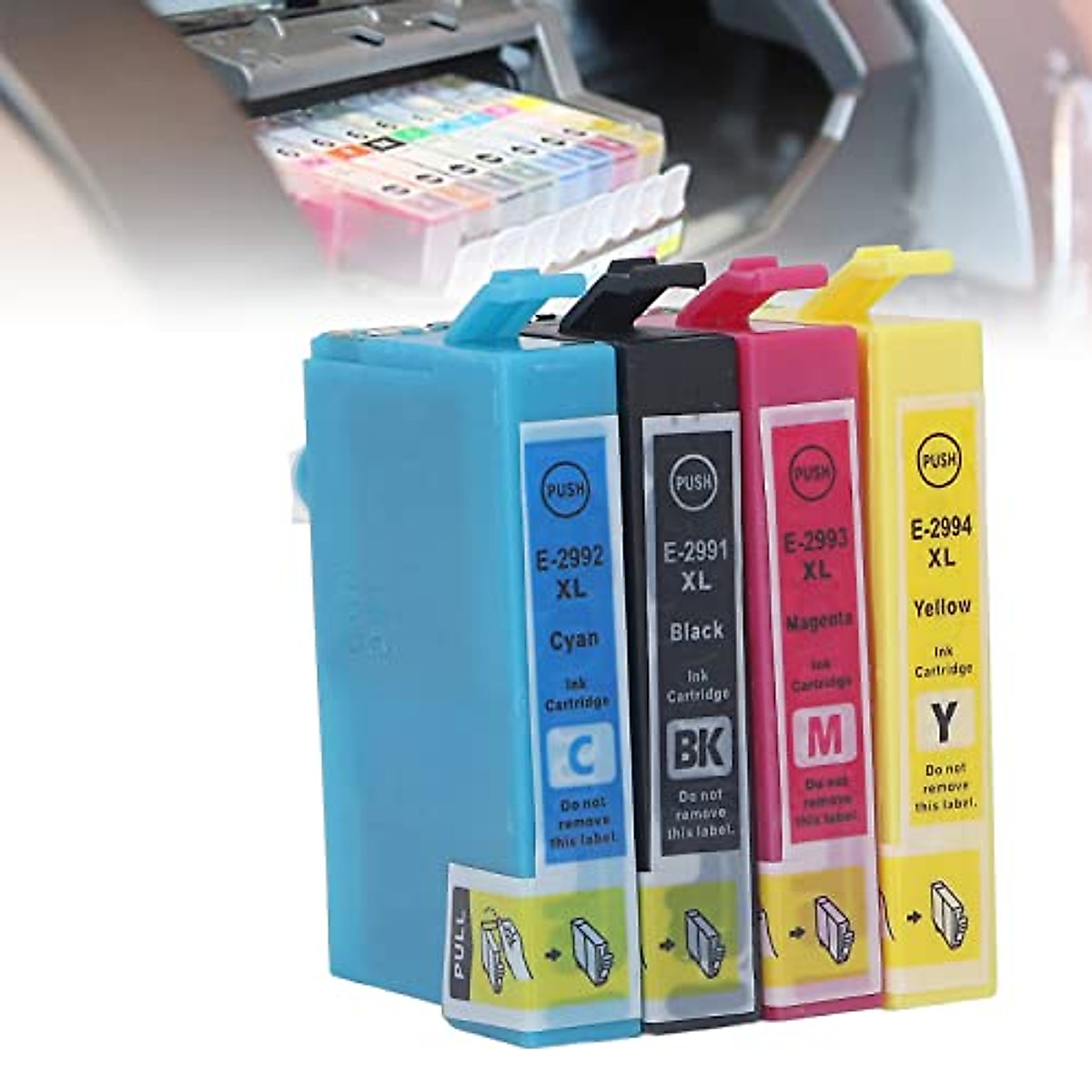 4Pcs Ink Cartridges, Inkjet Cartridge Printer Accessories, with 4 Color of Black Cyan Magenta Yellow, for XP 235 XP 245