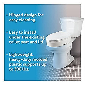Carex Elongated Hinged Raised Toilet Seat, Adds 3.5 Inches of Height to Toilet, 300 Pound Weight Capacity, Toilet Seat Riser, Elevated Toilet Seat And Handicap Toilet Seat
