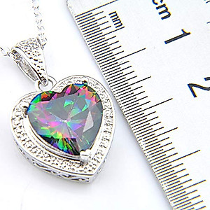Luckyshine Love Heart Fire Rainbow Mystic Topaz Silver Fashion Pendants Necklaces