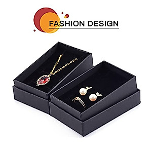 BENECREAT 24 Pack Kraft Square Cardboard Jewelry Boxes Necklace Ring Earring Kraft Box for Jewelry, Wedding Party Favor, Gift Packaging, 2x3.2x1, Black