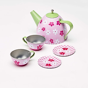 Badger Basket Elegant Tea Time Metal Doll Table and Chair Set with Accessories for 18 to 20-Inch Dolls – Perfect for Playtime Tea Parties