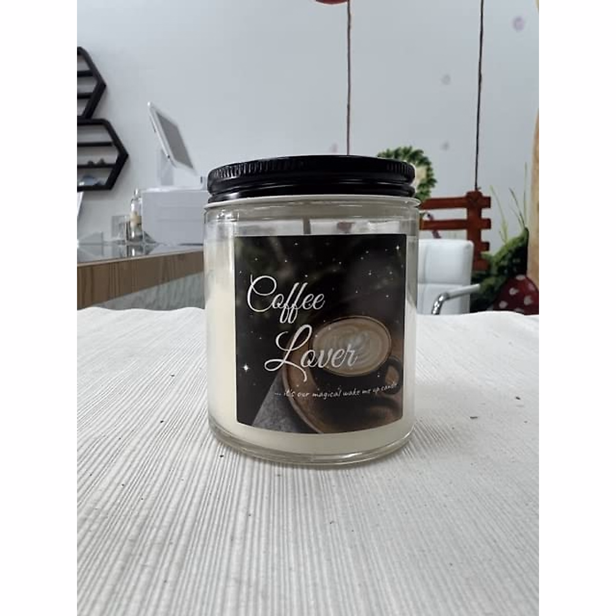 Coffee Smoky Quartz Crystal Soy Candle - Manifestation - Vegan Soy Candle Aromatherapy