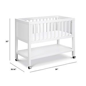 DaVinci Archie Portable Bassinet in White, Removeable Wheels, Greenguard Gold Certified