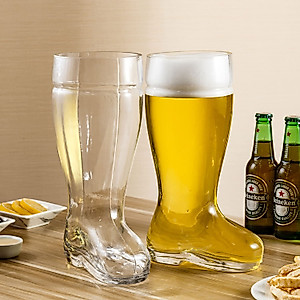 MyGift 2 Liter Das Boot Style Beer Glasses Large German Stein for Oktoberfest Theme, Set of 2