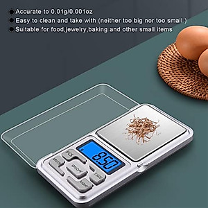 Precision Pocket Scale 200g x 0.01g, SKEAP Digital Gram Scale Small Herb Scale Mini Food Scale Jewelry Scale Ounces/ Grains Scale, Easy to Carry, Great for Travel ,Backlit LCD, Stainless Steel