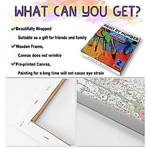 Mirztry 2 Pack 10"x 10" Flowers Framed Paint by Number for Adults Canvas, Flowers Adult Paint by Number Kits with Frame, Flowers Acrylic Oil Easy Paint by Numbers Kits on Canvas with Frame