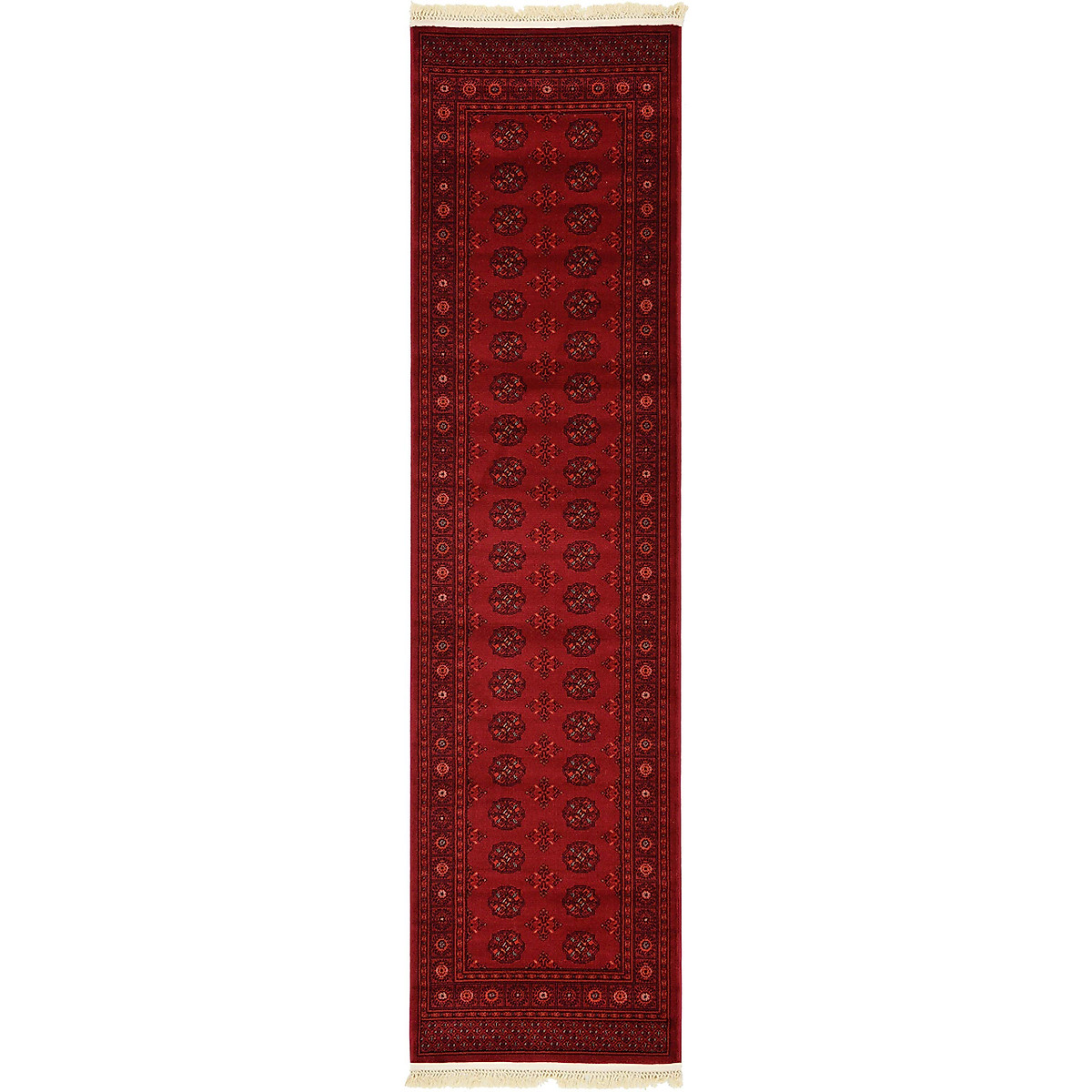 Unique Loom Tekke Collection Over-Dyed Saturated Traditional Torkaman Area Rug, 2 ft 7 in x 10 ft, Red/Burgundy