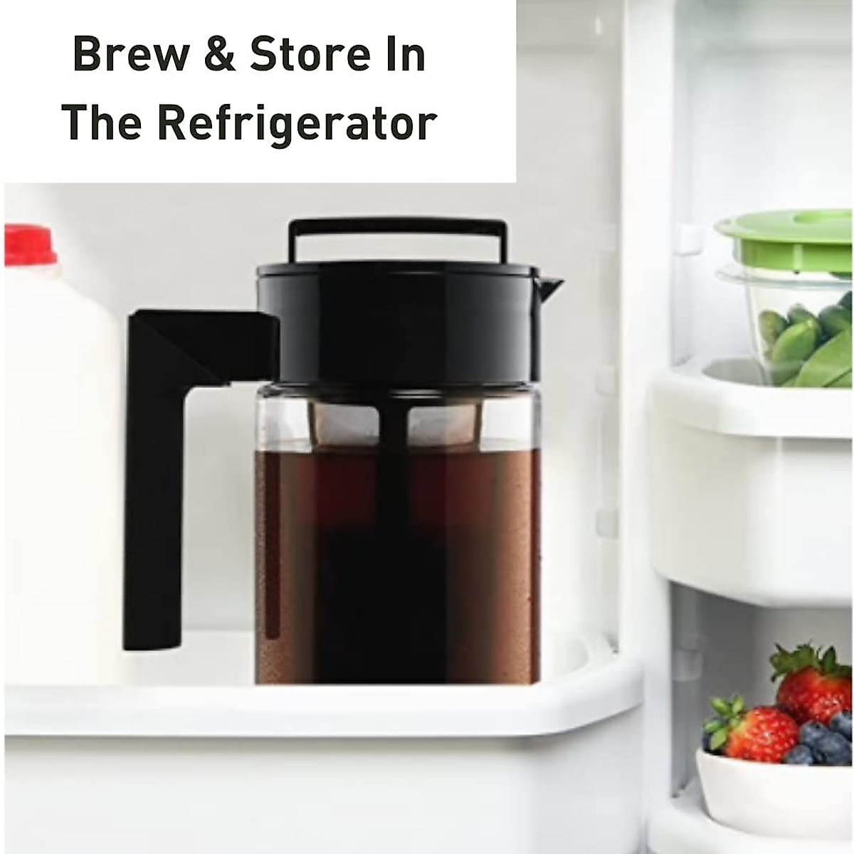 Ucraft Kitchen Cold Brew Coffee Maker – 1.5 Quart – Serve and Store Pitcher for Iced Coffee – Shatterproof – Leak Proof – Fits Most Refrigerator Doors