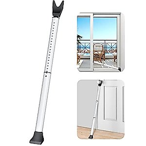 AceMining Upgraded Door Security Bar & Sliding Patio Door Security Bar, Heavy Duty Security Door Stoppers Adjustable Door Jammer Security Bar for Home, Apartment, Travel (1 Pack,White)
