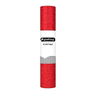 GIRAFVINYL Red Glitter Vinyl Roll,Glitter Permanent Vinyl 12" x 6ft Christmas Red Vinyl Roll for Craft Decor, Home Decor,Car Sticker,Signs,