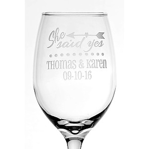 Engagement Engaged Wine Glass Gift Set - He Proposed She Said Yes