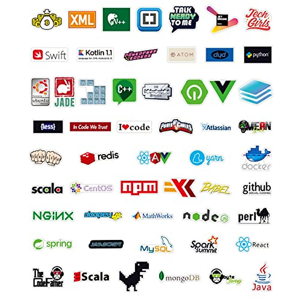 102Pcs Programmer Logo Stickers Pack for Laptop，Funny Science Decals for Teens，Vinyl Waterproof Math Sticker for Water Bottles，Phone，Hard Hat，Skateboard，Scrapbooking，Gifts for Kids/Adults