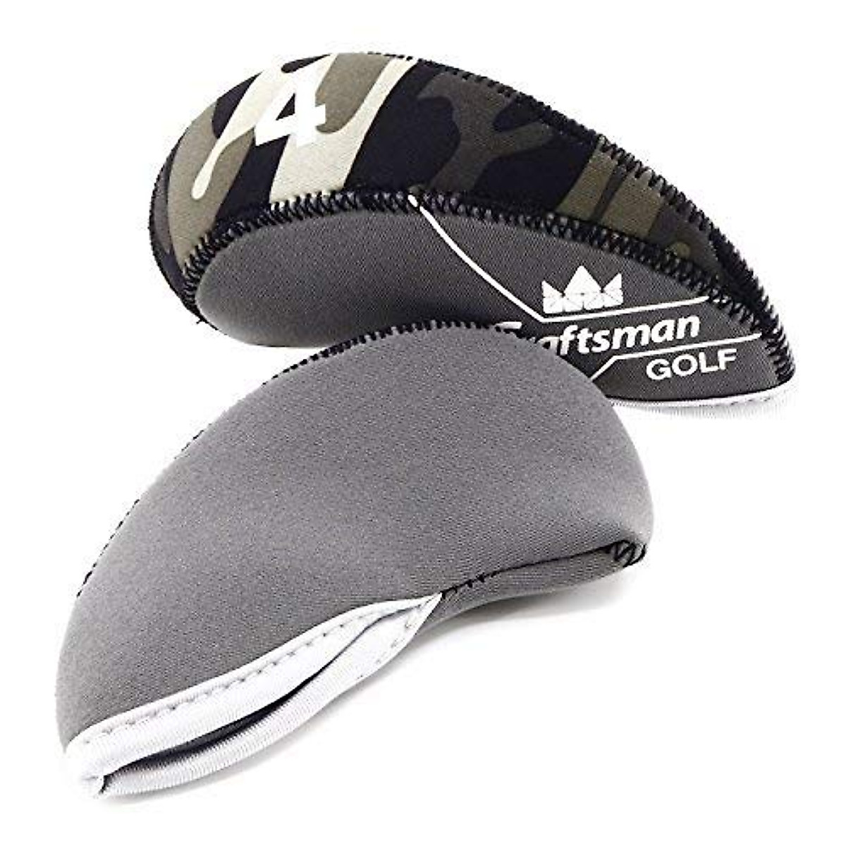 Craftsman Golf 11pcs/set Camouflage Black & Gray Splice Neoprene Golf Club Head Cover Wedge Iron Protective Headcover for Mizuno Callaway, Ping, Taylormade, Cobra, Etc.
