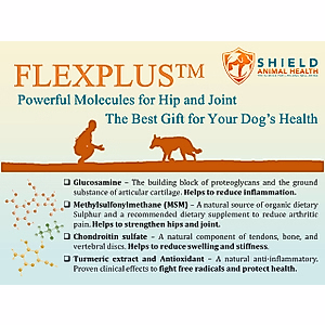 Sheild Animal Health FLEXPLUS for Dog's Hip & Joint. Relieve Pain and Inflammation from Arthritis, Joint Disease, and Muscle Damage. Pharmaceutical Grade.Clinically Proven Absorption.120 Chews. Chicken Flavor. Made in USA