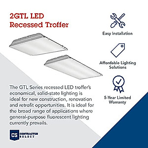 Lithonia Lighting 2GTL2 A12 120 LP840 2 ft. x 2 ft. GTL Prismatic Lens Lay-in 2000 lumens 4000K CCT, 1 Count (Pack of 1), Non-Dimmable