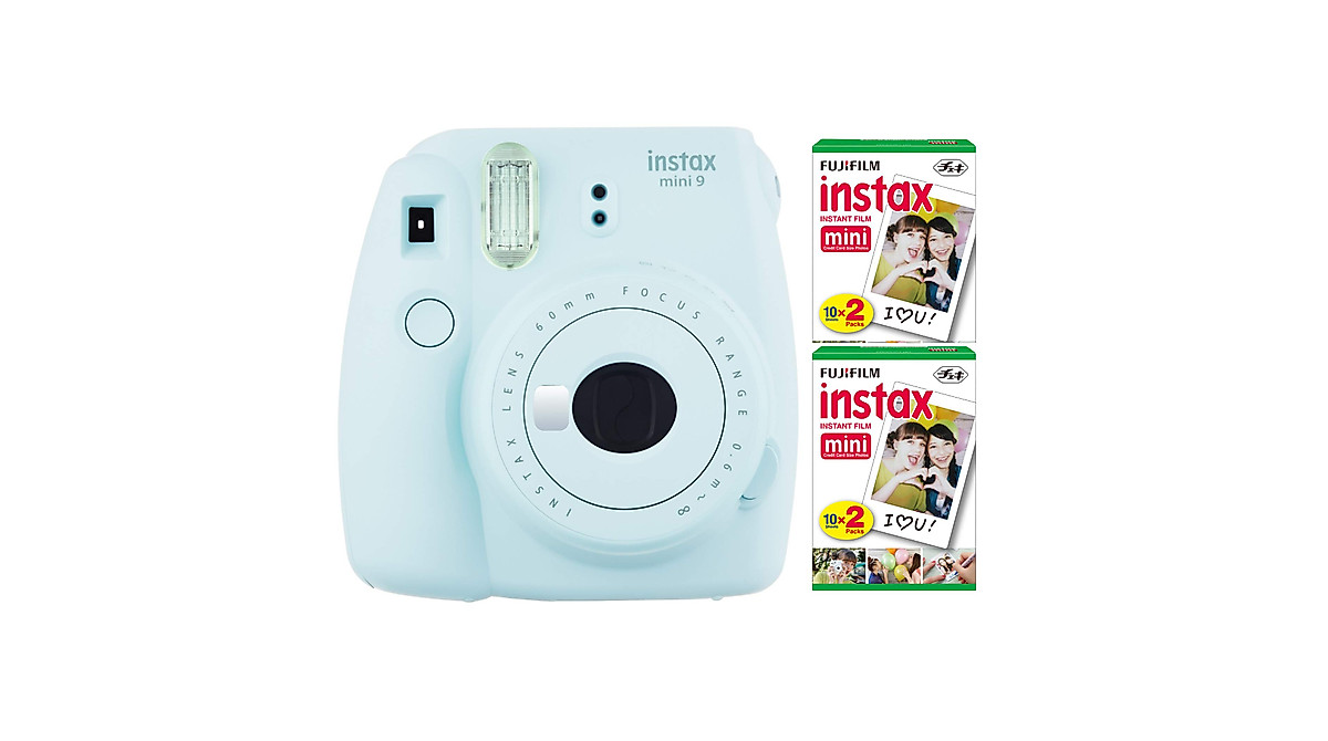 Fujifilm Instax Mini 9 Instant Camera (Ice Blue) with 2 x Instant Twin ...