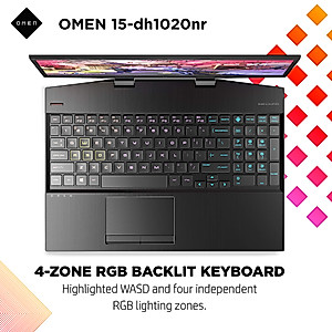 OMEN 15 Gaming Laptop, NVIDIA GeForce GTX 1660 Ti, Intel Core i7-10750H, 8 GB DDR4 RAM, 512 GB PCIe NVMe SSD, 15.6" Full HD, Windows 10 Home, RGB Keyboard (15-dh1020nr, 2020 Model)