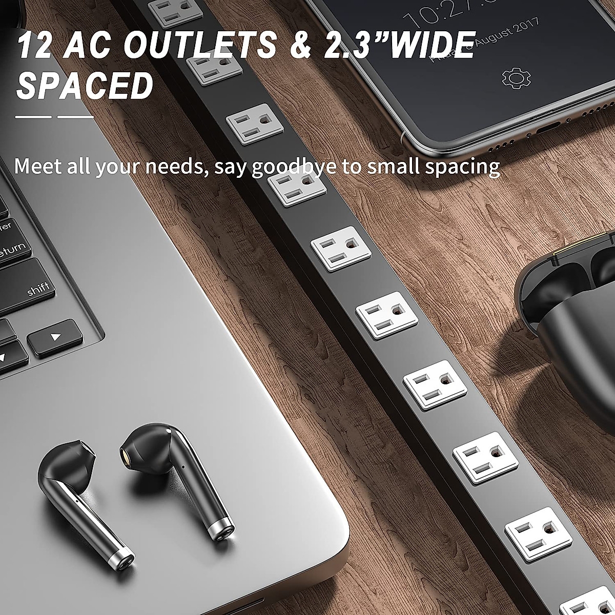 BERIGTTA 12 Outlet Surge Protector Metal Power Strip, 1800J Mountable Power Outlet, Heavy Duty Workshop Metal Power Strip for Commercial, Industrial, School and Home,15A 125V 1875W (6FT)