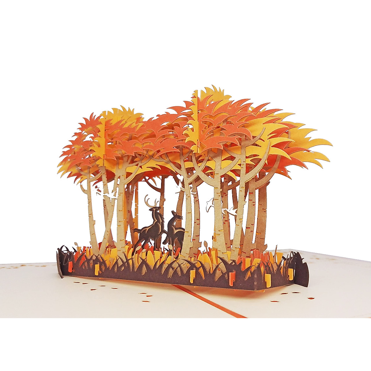 AIT PAPER ART Deer Pop Up Thank You Card, 3D A Couple of Deer in Forest Birthday Cards, Funny Birthday Card for Valentine's Day, for Wedding, Thanksgiving, 1 Card 5 x 7 inch, 1 Envelope