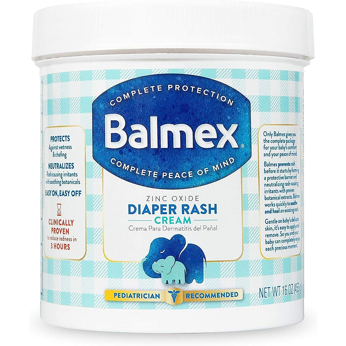 Balmex Diaper Rash Cream With Zinc Oxide 16 Oz (Pack Of 6)