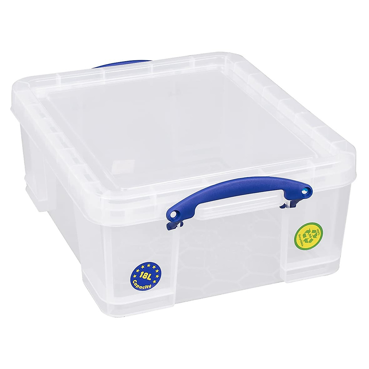 Really Useful Storage Box Plastic Lightweight Robust Stackable 18 Litre W390Xd480Xh200Mm Clear - Ref 18C