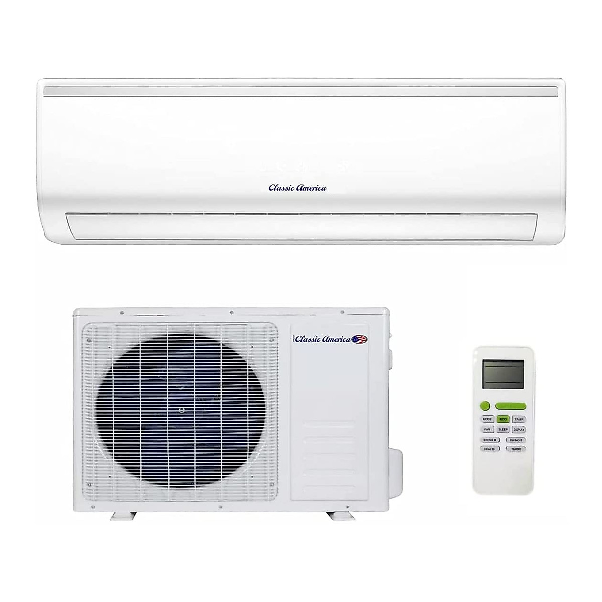 Classic America (12000BTU/120VAC/20SEER) Mini Split AC/Heating System - 600 SqFt Coverage - Ductless/Wall Mounted - Energy Saving Inverter - Includes 16' Installation Kit and Remote - WiFi/Alexa Ready