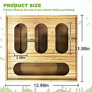 Emuardoe Sandwich Bag Storage Organizer Bamboo Food Bag Container Organizer for Kitchen Drawer Compatible with Food Packaging Bag
