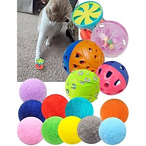 HEUHAI Cat Toy Balls Set - 6 Unique Styles & Colors with Bells, Sturdy Plastic Jingle Balls for Indoor Cats - Encourages Active Play & Mental Stimulation for All Cat Breeds & Sizes