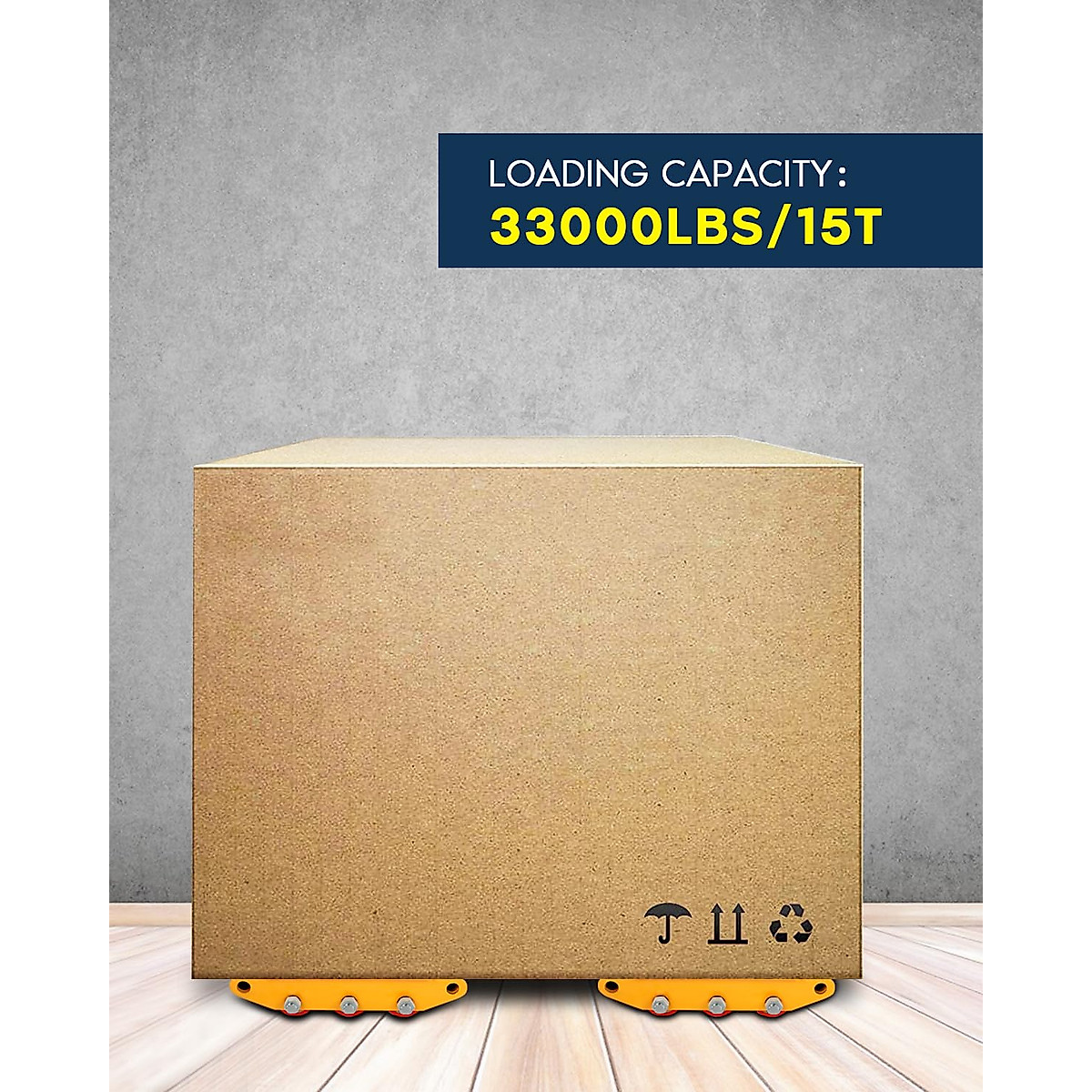 FAHKNS Machinery Moving Skate Heavy Duty Machinery Skates Cargo Mover 15T Machine Skates with Non-Slip Cap 9 PU Rollers for Heavy Duty Industrial Moving Equipment(Yellow)