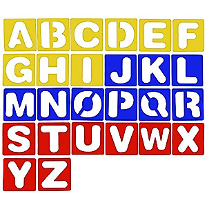 TecUnite 26 Pieces Alphabet Stencils Set Plastic Letter Stencils for Painting Learning, DIY Craft Decoration (4 x 4 Inches)