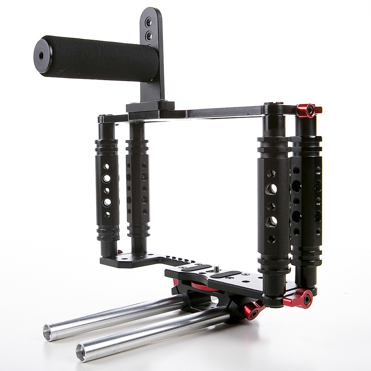 TK-3 Aluminum DSLR Camera Cage Kit for Canon 5D mark II 7D 70D 60D w/15mm Rod RIG, 1/4-20 threaded mounting points and 3/8" sized female threads for LCD monitor and other camera accessories