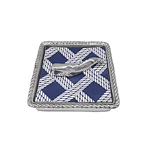 MARIPOSA Nantucket Whale Rope Napkin Box Silver Small