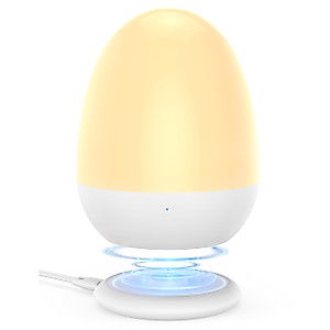 JolyWell Baby Night Light for Kid, Portable Egg Nightlight with Stable Charging Pad, Touch Nursery Night Lamp for Breastfeeding, Toddler Night Light for Bedroom, Timer Setting, ABS+PC, White-2