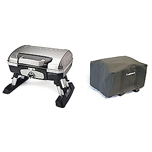 Cuisinart Grill Bundle - Petit Portable Propane Gourmet Tabletop Gas Grill (Stainless Steel) & Tabletop Grill Tote Cover