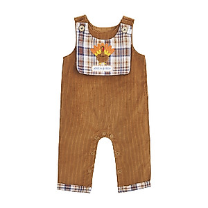 Mud Pie Baby Boys Boy Thanksgiving Corduroy Longall And Reversible Bib, Brown, 3-9 Months, Brown, 3-6 Months US