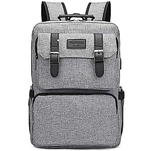 Laptop Backpack for Women Men Vintage Backpack Bookbags Anti Theft Bookbag 16 inch Grey