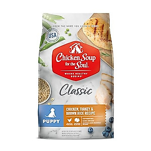 Chicken Soup for The Soul Pet Food-Puppy, Chicken, Turkey & Brown Rice Recipe, 13.5 lb.Bag Soy Free,Corn Free,Wheat Free, Dry Dog Food Made with Real Ingredients No Artificial Flavors or Preservatives