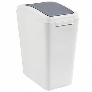 Nicesh 2.6 Gallon Swing Top Trash Can, 10 L Plastic Garbage Can with Swing Lid (Grey)