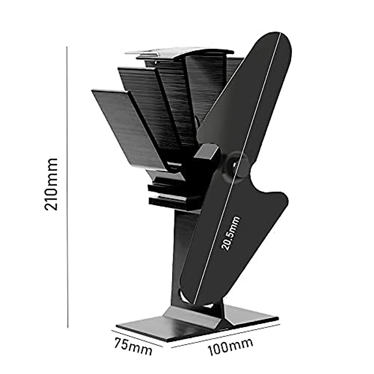 COMBIUBIU Wood Stove Fan Heat Powered 2 Blade Fireplace Fan with Magnetic Thermometer No Electricity Required,Silent Operation,Stove Fan for Gas/Pellet/Wood Burning Stove Accessories