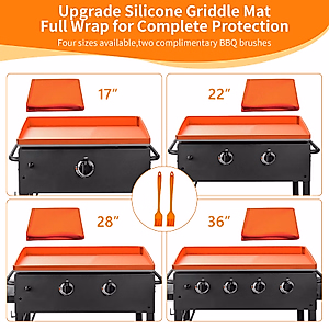 YOUEEFY Upgraded Silicone Griddle Mat 0f Full Cover for Blackstone Grill,28 Inch Blackstone Griddle Cover of Heavy Duty Food Grade Silicone,Keep The Griddle Clean and Prevent Rusting,Orange