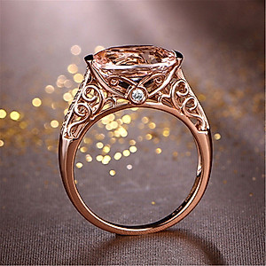 Rings Gift, Clearance Gemstone Ring Rose Gold Rings for Women Luxury Copper Gemstone Ring Jewelry Wedding (Size:8, Rose Gold)