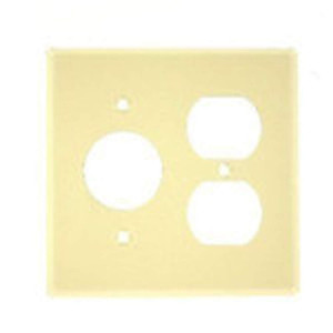 Leviton 86046 2-Gang 1-Duplex 1-Single 1.406-Inch Diameter, Device Combination Wallplate, Painted Metal, Device Mount, Ivory