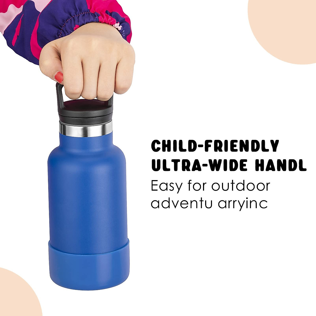 Mollcity Small Water Bottle-12 oz Stainless Steel Vacuum Insulated Water Bottle for Kids-Sports Water Bottle BPA Free for Boys, Girls