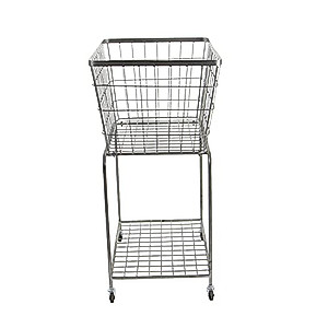 Deco 79 Metal Trapezoid Storage Cart with Wheels, 28" x 18" x 36", Gray